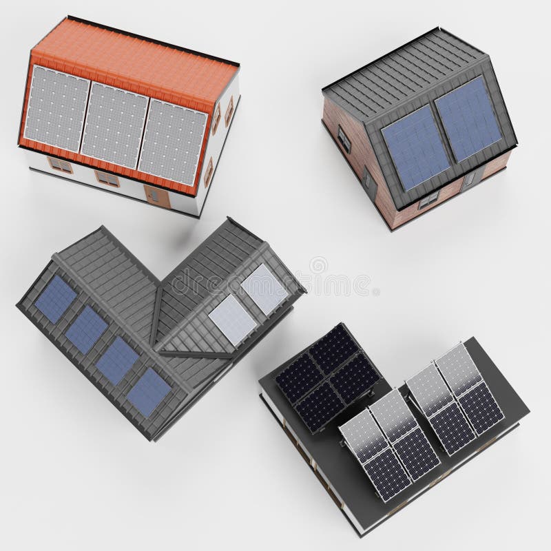 3D Render of Solar Houses stock illustration. Illustration of stylized ...