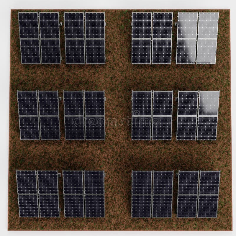 3D Render of Solar Panel Farm Stock Illustration - Illustration of ...