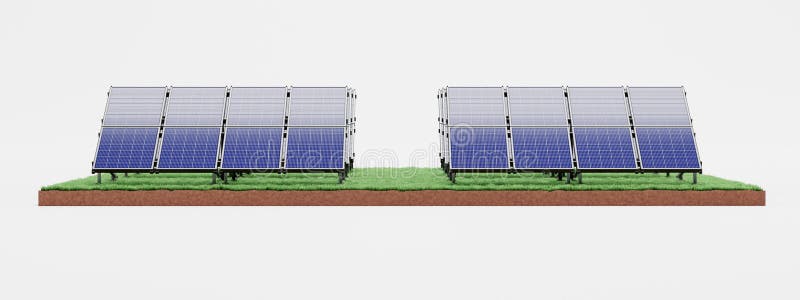 3D Render of Solar Panel Farm Stock Illustration - Illustration of farm ...