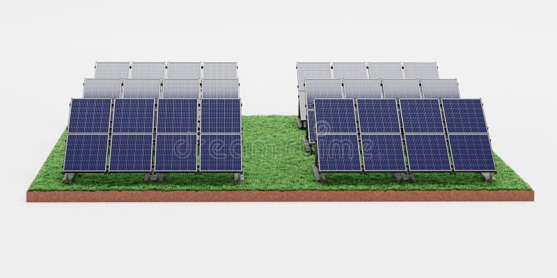 3D Render of Solar Panel Farm Stock Illustration - Illustration of ...