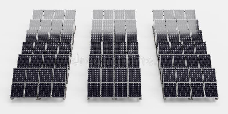 3D Render of Solar Panel Farm Stock Illustration - Illustration of ...