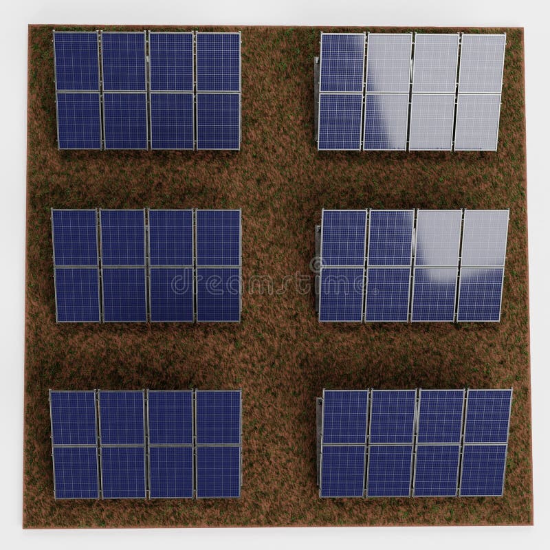 3D Render of Solar Panel Farm Stock Illustration - Illustration of ...