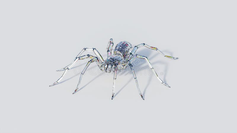 Realistic 3D Render of Spider in Crystal. Crystal Clear Model Stock ...