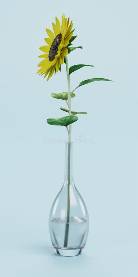 3D Render of Sunflower in Vase Stock Illustration - Illustration of ...