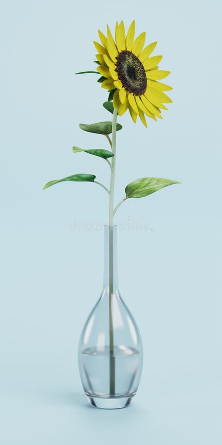 3D Render of Sunflower in Vase Stock Illustration - Illustration of ...