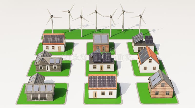 3D Render of Sustainable Village Stock Illustration - Illustration of ...