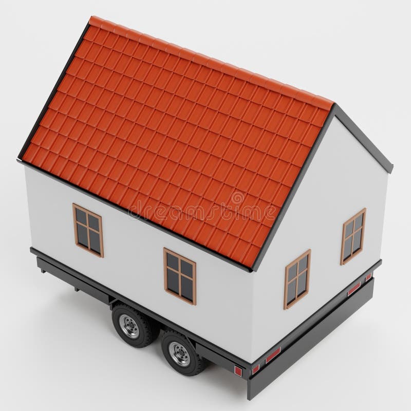 3D Render of Tiny House stock illustration. Illustration of flatbed ...