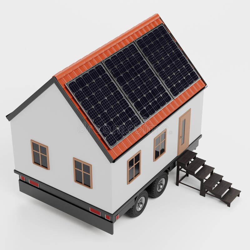 3D Render of Tiny House stock illustration. Illustration of trailer ...