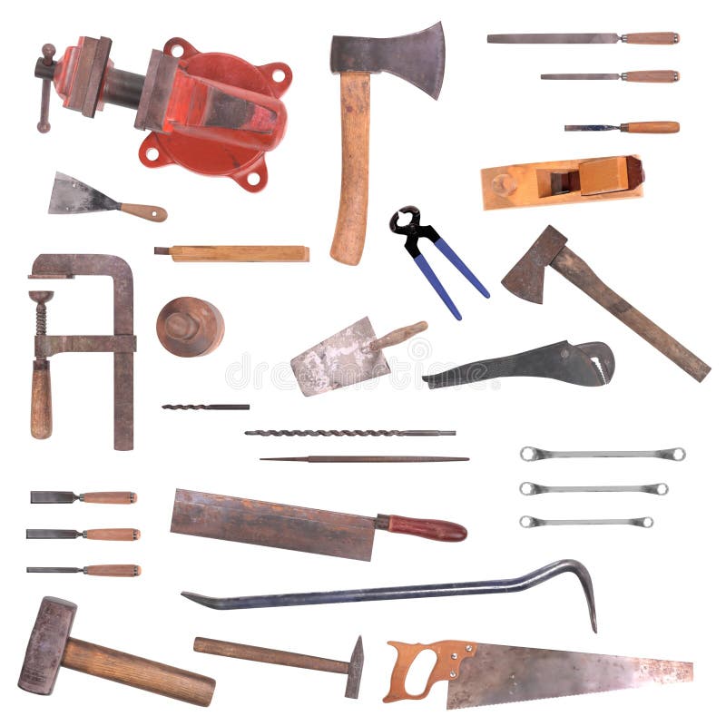 3D Render of Used Old Tools Stock Illustration - Illustration of vice ...