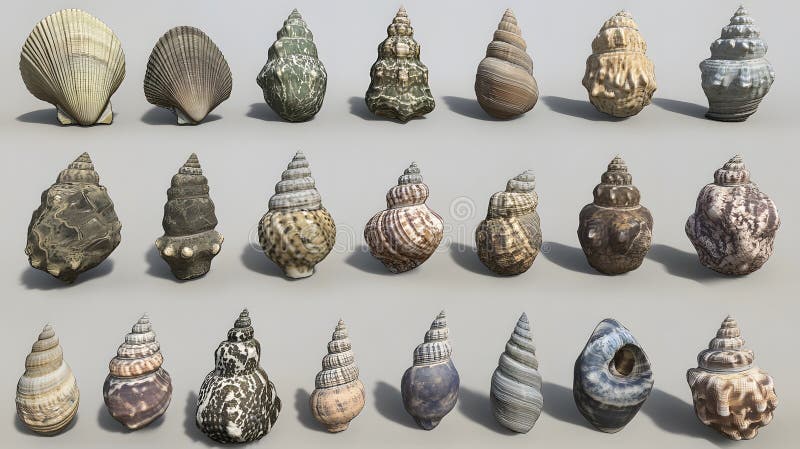 Realistic 3D Render of Various Seashells Collection Good Resolution ...