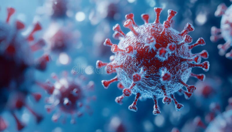 Realistic 3d Render of a Virus on a Soft Blue Background with Gentle ...