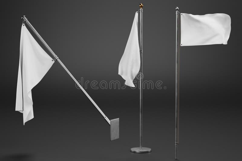 3D Render of White Flags stock illustration. Illustration of wall ...