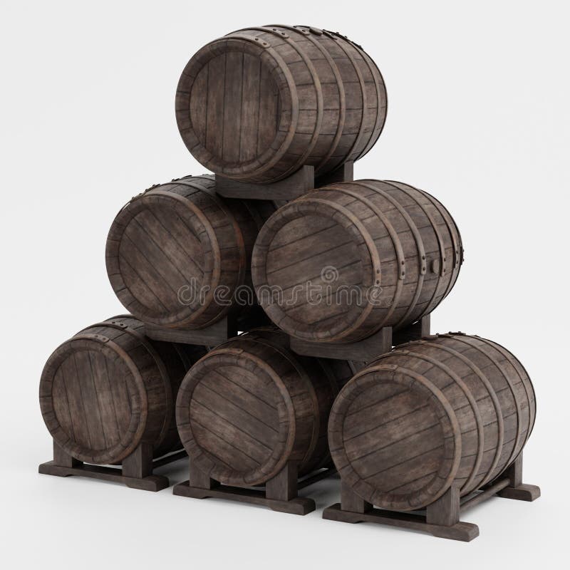 3D Render of Wine Barrel stock illustration. Illustration of storage ...