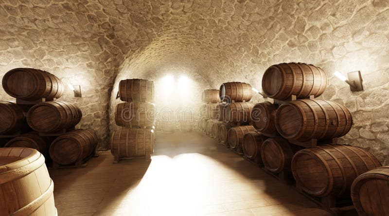 3D Render of Wine Cellar stock illustration. Illustration of warehouse ...