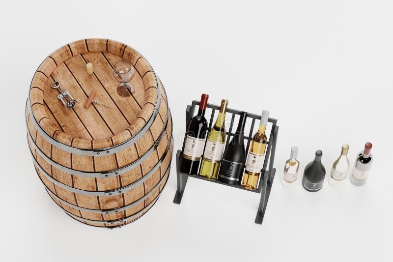 3D Render of Wine Set stock illustration. Illustration of alcohol ...