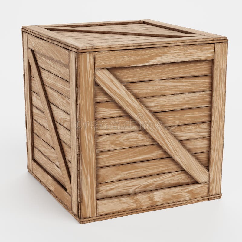3D Render of Wooden Box stock illustration. Illustration of supply ...