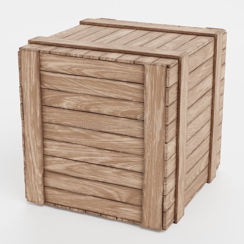 3D Render of Wooden Box stock illustration. Illustration of wooden ...
