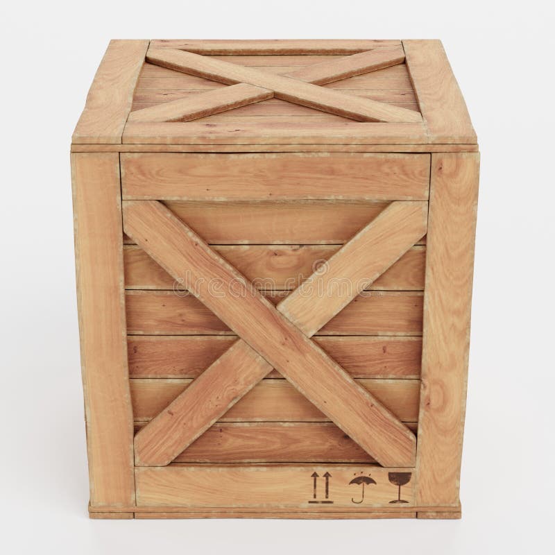 3D Render of Wooden Box stock illustration. Illustration of realistic ...