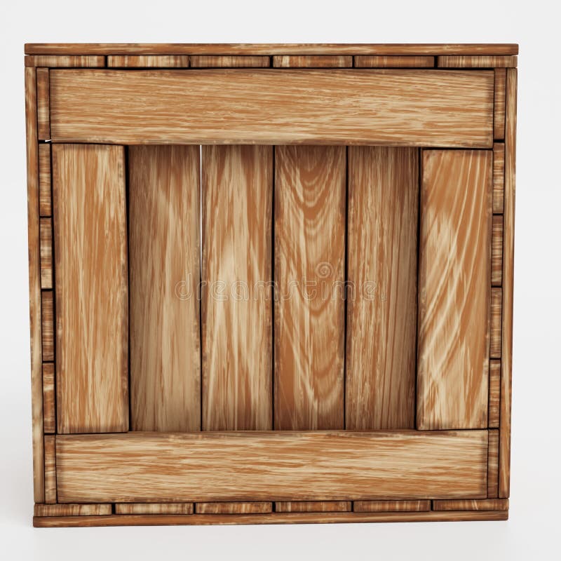3D Render of Wooden Box stock illustration. Illustration of warehouse ...