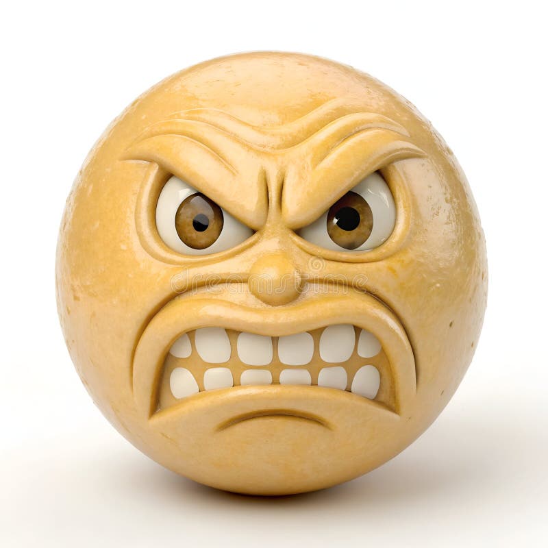 Realistic 3D Emoji with Interesting Smile Isolated on White Background ...