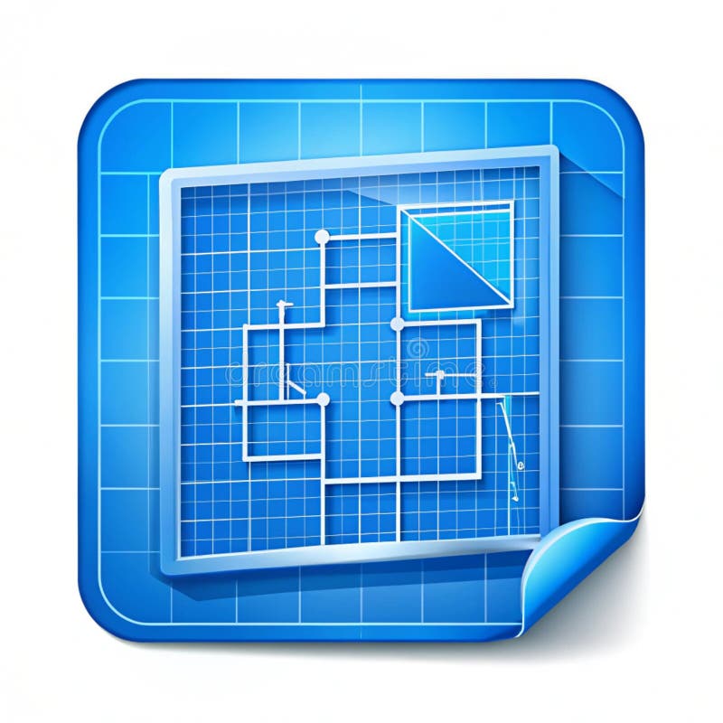 Blueprint 3D Icon Isolated on White Background Stock Illustration ...