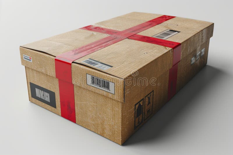 Realistic 3d Rendering of a Detailed Cardboard Box with Delivery ...