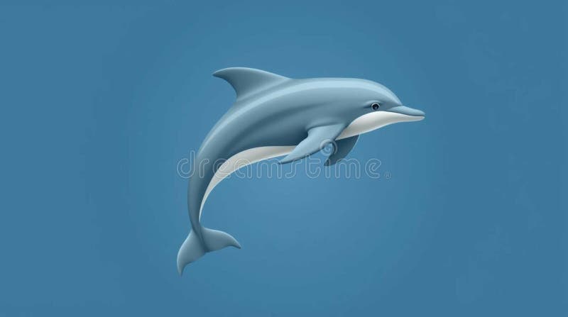 A Realistic 3D Rendering of a Dolphin Against a Blue Background. the ...