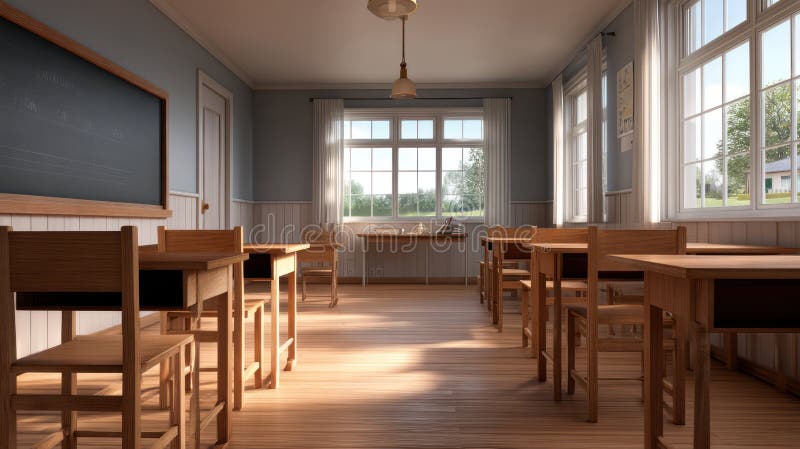 Bright Empty School Classroom Interior Ready for Student Learning Stock ...