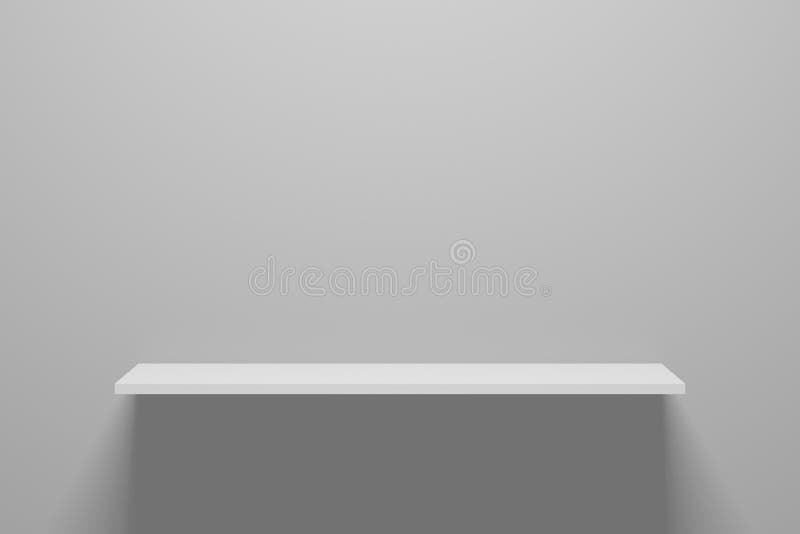 Front View of Empty Shelf on Gray Wall Background with Modern Minimal ...
