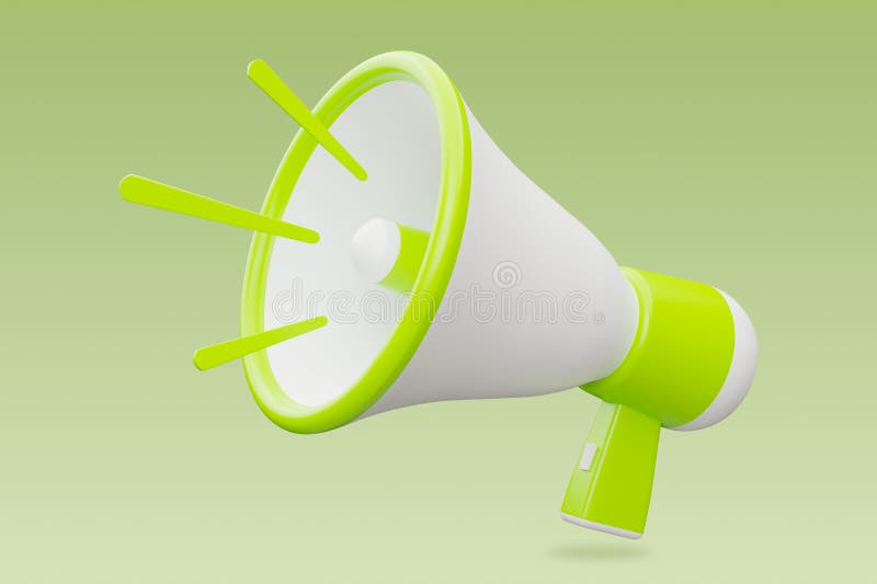 Realistic 3D Rendering of a Green and White Megaphone Stock ...