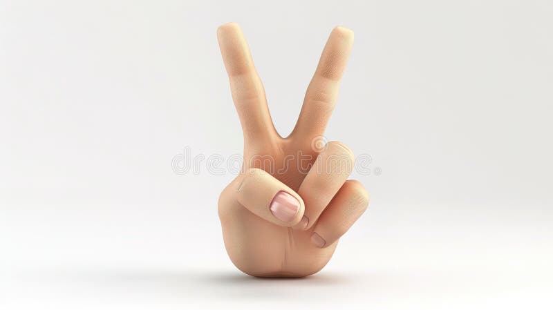 Realistic 3D Rendering of a Human Hand Making a Peace Sign ...