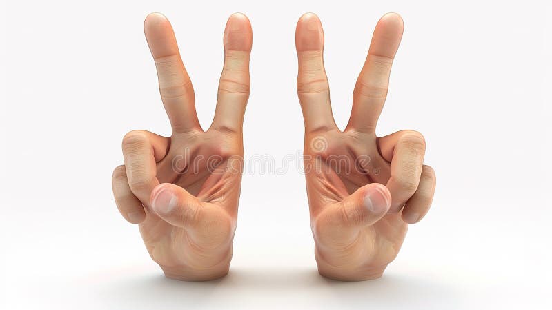 Realistic 3D Rendering of a Human Hand Making a Peace Sign, Symboli ...