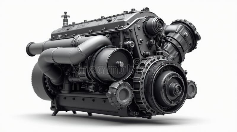 Realistic 3D Rendering of an Isolated Mechanical Engine Design Stock ...
