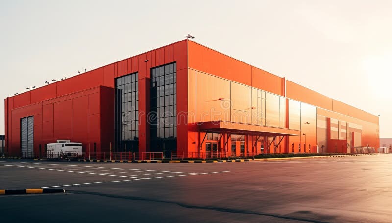 Realistic Logistic Warehouse Dock Station with Factory, Office Building ...