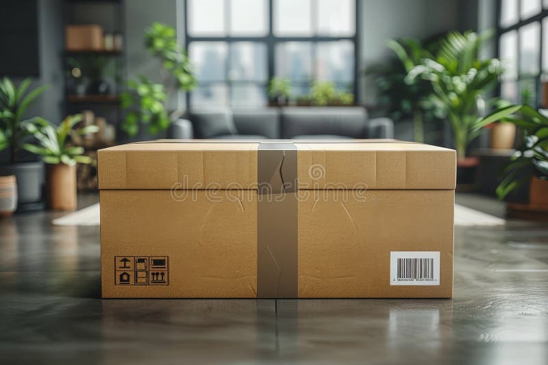 Realistic 3d Rendering of a Long Cardboard Box with Delivery and Sweet ...