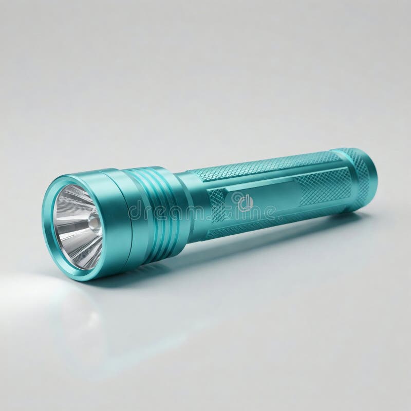 3d Rendering of a Blue Flashlight on a White Background with Reflection ...