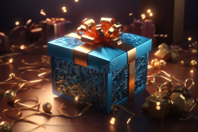 A Realistic 3D Rendering of a Gift Box Generative by AI Stock ...