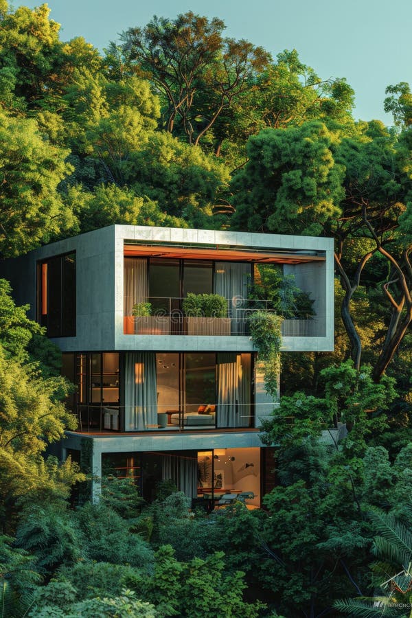 Realistic 3D Rendering of Modern Cubic House in Serene Environment ...