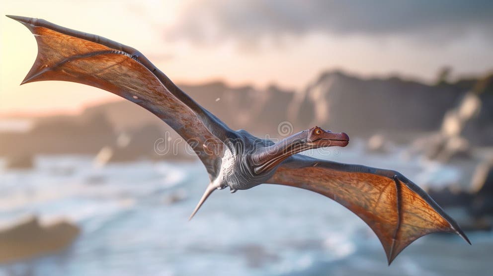 A Realistic 3D Rendering of a Pterodactyl in Flight, Showcasing Its ...