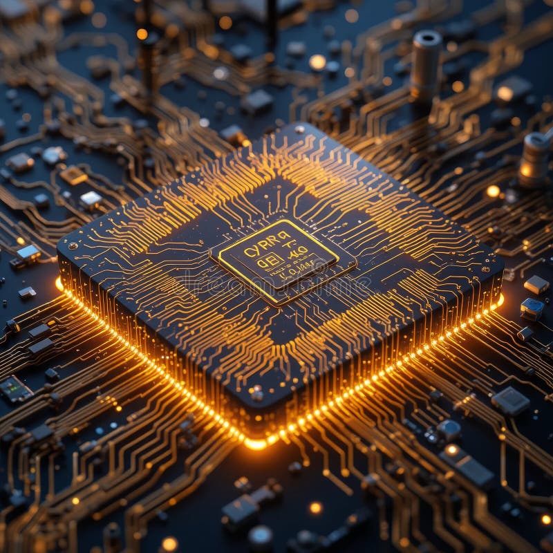 Realistic 3D Rendering of a Quantum Computer Chip Stock Illustration ...