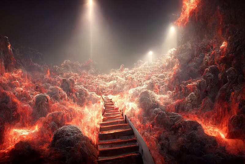 Realistic 3D Rendering of a Staircase To Hell Stock Illustration ...