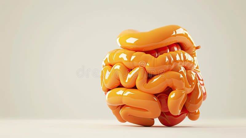 Realistic 3D Rendering of Tangled Intestines in Orange, Showcasing the ...