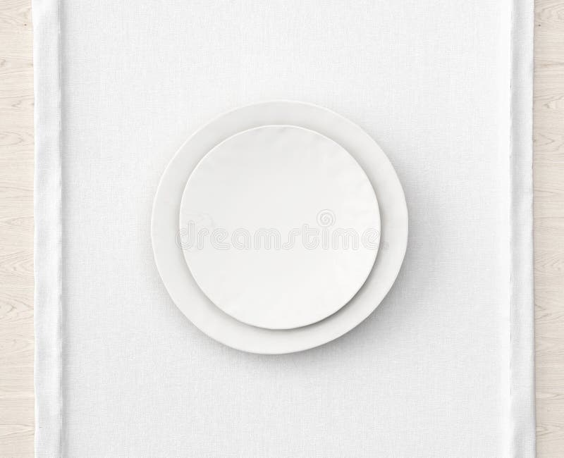 Realistic 3D Rendering of Two White Plates on Top of Each Other on a ...