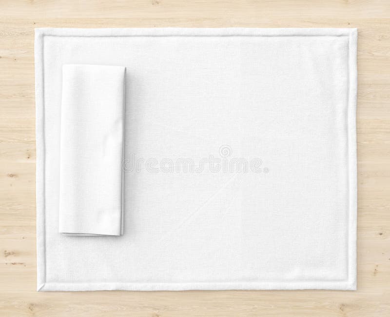 Realistic 3D Rendering of White Cloth on a Wooden Table Stock ...