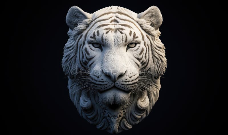 Realistic 3D Rendering of a White Tiger Head with Intricate Details and ...