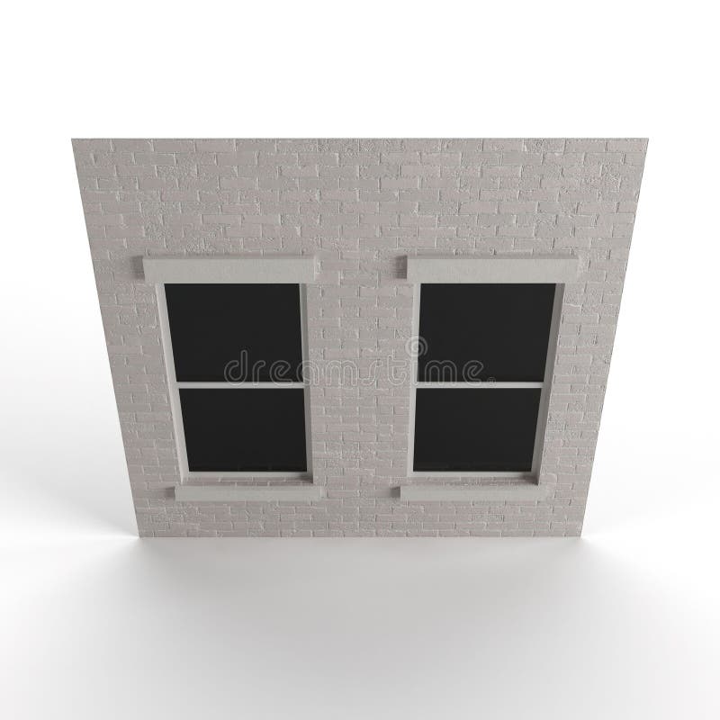 Realistic 3D Rendering of a White Wall with Two Windows Stock ...