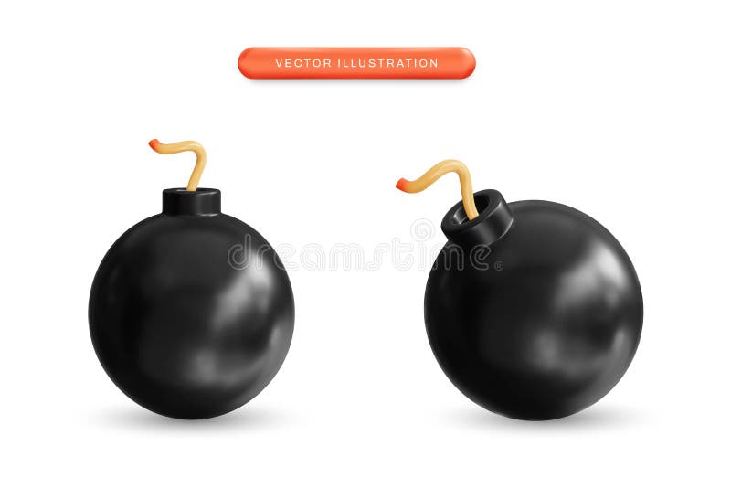 Realistic 3d Round Bomb Vector Illustration Stock Vector - Illustration ...