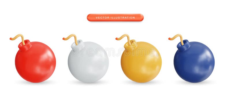 Realistic 3d Round Bomb Vector Illustration Stock Vector - Illustration ...