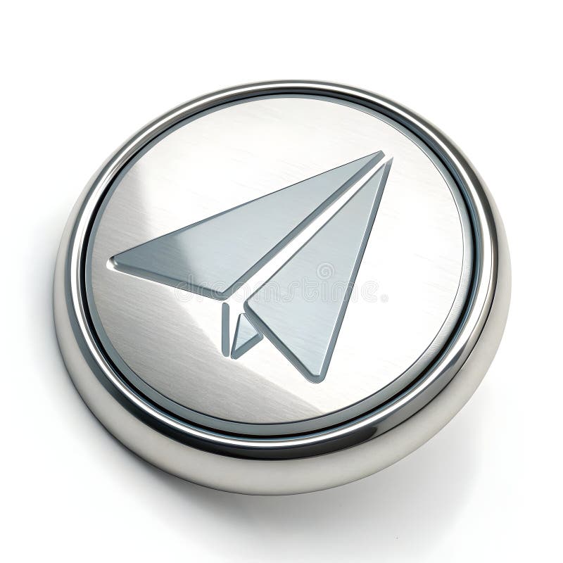Realistic 3D Round Button with Telegram Icon Stock Illustration ...
