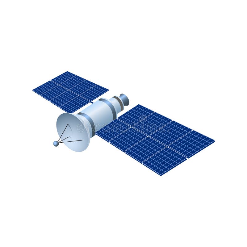 Realistic 3d Satellite. Wireless Satellite Technology GPS. Illustration ...